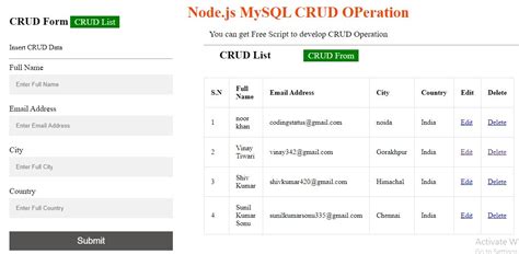 node js mysql crud create crud operations using node js express and mysql