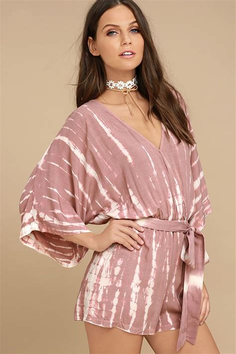 Walking On Air Mauve Pink Tie Dye Romper Pink Tie Dye Rompers Tie Dye
