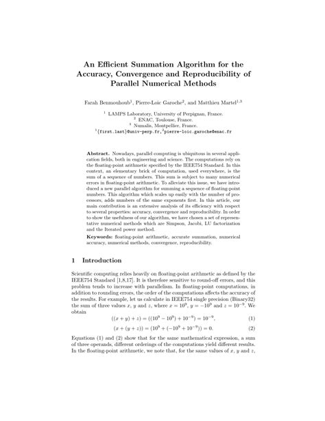 pdf an efficient summation algorithm for the accuracy convergence