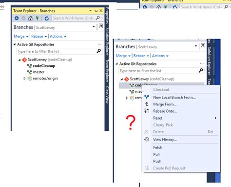 github vs2015 using git merging from branch to trunk