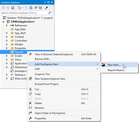 add a new report to an asp mvc application reporting devexpress