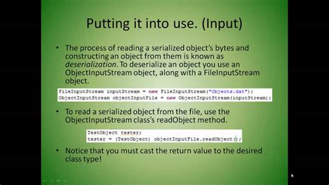 object serialization lesson java youtube