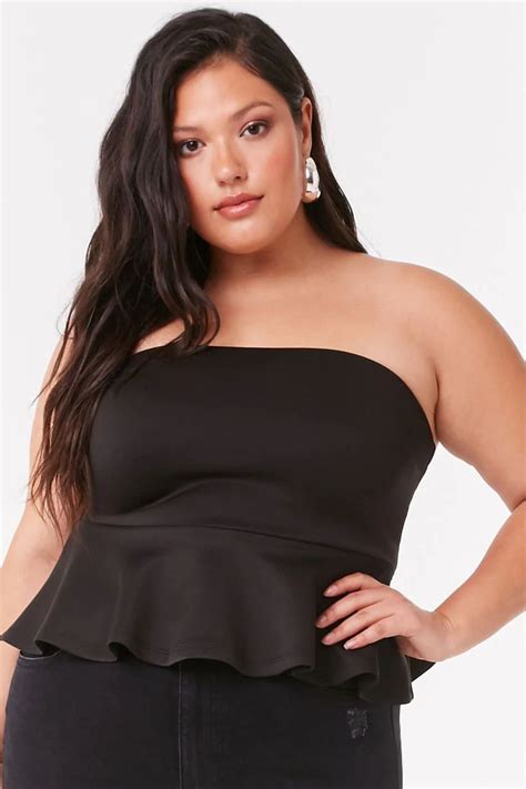 Plus Size Peplum Tube Top Forever 21 In 2020 Plus Size Peplum