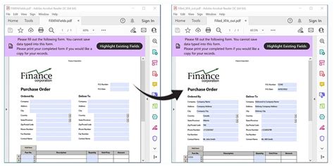 fill and read xfa forms using c