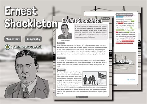 Year 3 Model Text Biography Ernest Shackleton Gbsct P3 Grade 2