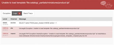 uncaught exception unable to load template file catalog partials