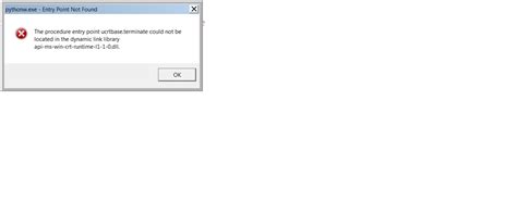 getting entry point not found error message while installing and