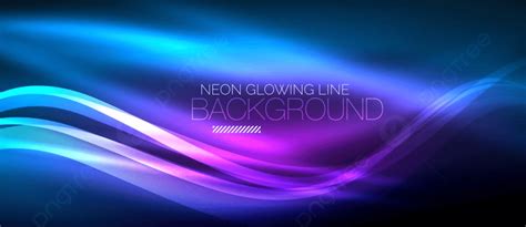Background Neon Biru Elegan Garis Gelombang Halus Latar Belakang