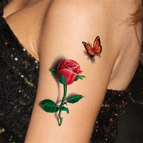 3d Rose Tattoo Waterproof Temporary Tattoo With Images Temporary