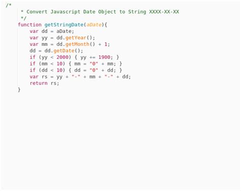 convert javascript date object to string xxxx xx xx codepad