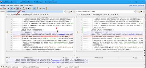 matlab how to hide comparison of uuid lines in two arxmls with beyond