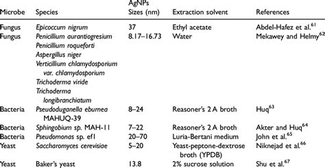 Examples Of Agnps Biosynthesis Utilising Microbes Extract Download