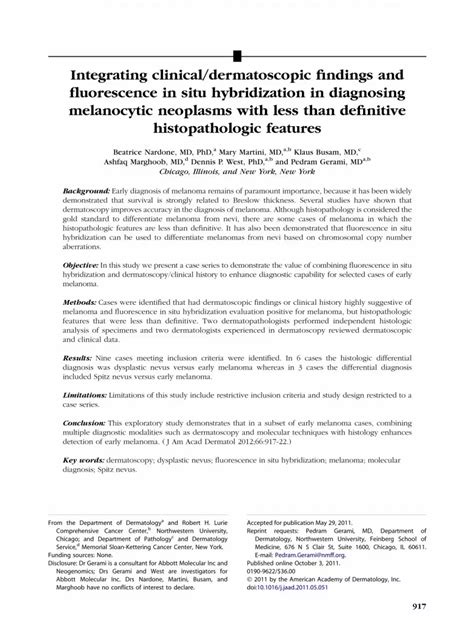 Integrating Clinical Dermatoscopic Findings And Fluorescence In Situ