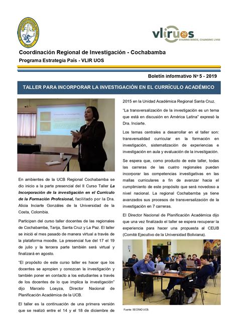 Boletín Informativo 5 2019 Universidad Católica Boliviana San Pablo