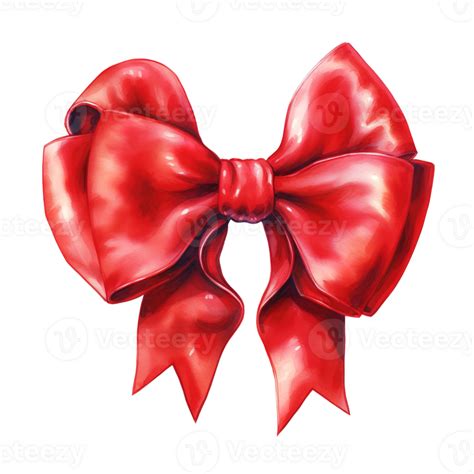 Red Bow For Christmas Event Watercolor Style Ai Generated 34097782 Png