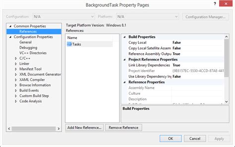 configuration properties disappear from property pages dialog visual