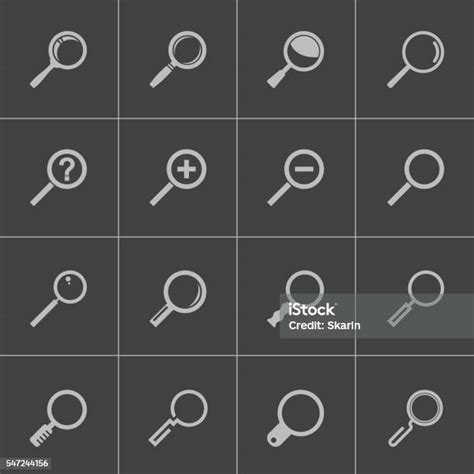 Vector Black Magnifying Glass Icons Set Stock Illustration Download