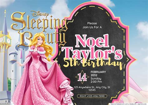 Free Sleeping Beauty Birthday Canva Templates 15 Download Hundreds