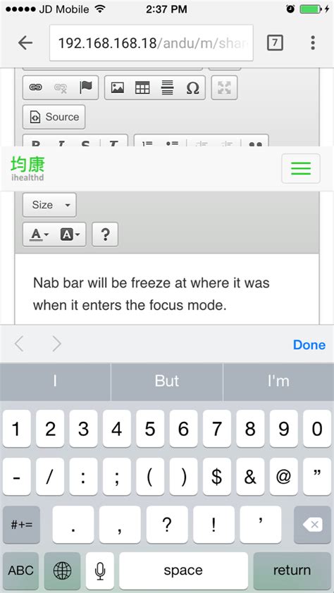 html bootstrap navbar fixed top miss place on mobile when typing in