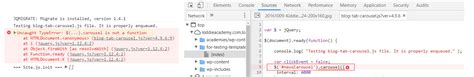 javascript wordpress error carousel is not a function even