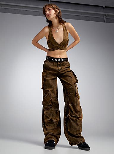 Le Jean Large Cargo Denim Bruni Afrm Jeans Évasés Bootcut Pour