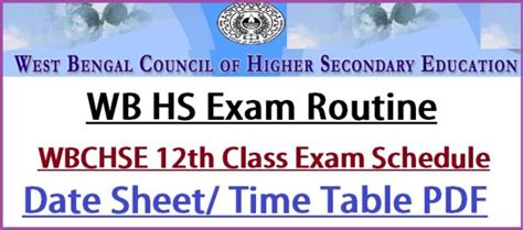 Wb Hs Exam Routine 2023 Wbchse 12th Class Exam Schedule