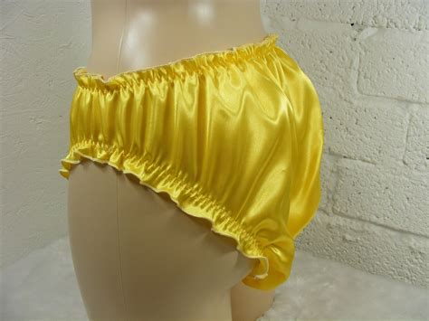 Sissy Sexy Silky Yellow Satin Frilly Panties Mens Sexy Lingerie