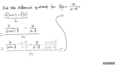 Find The Difference Quotient For A Rational Function Youtube