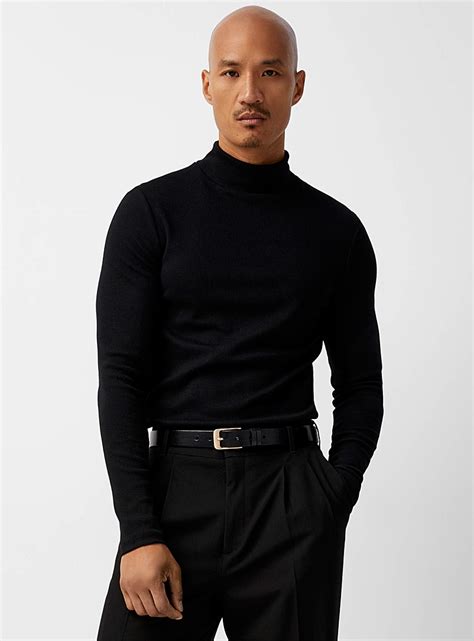 Mock Neck Ribbed Tee Le 31 Shop Mens Long Sleeve T Shirts Online