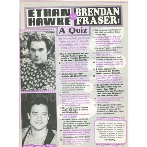 Brandan Fraser Ethan Hawke 1 Page Original Clipping Magazine Photo