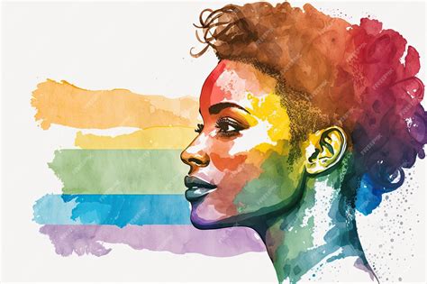 Premium Photo Abstract Watercolor Portrait Of Joyful African Lesbian