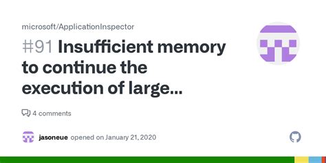 insufficient memory to continue the execution of large program · issue