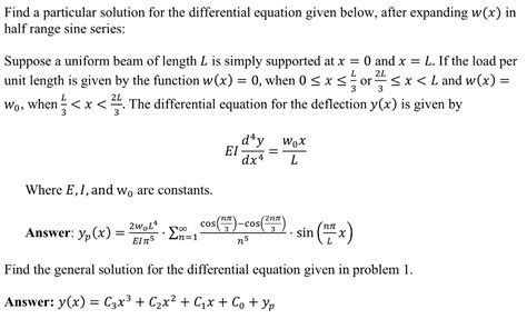 solved find a particular solution for the differential
