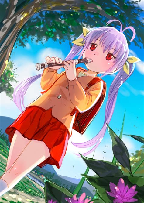 Safebooru 1girl Antenna Hair Backpack Bag Commentary Request Flower