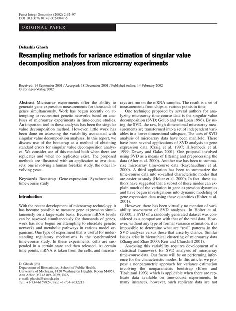 pdf resampling methods for variance estimation of singular value