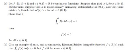 Solved A Let F [0 1] → R And A [0 1] → R Be Continuous