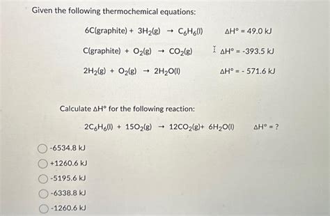 Solved Given The Following Thermochemical Equations