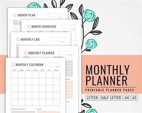 Printable Monthly Planner Develop A Plan And Prioritize Your Etsy