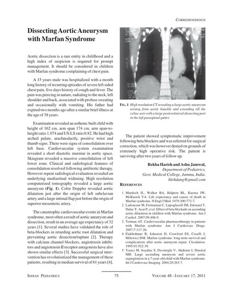 Pdf Dissecting Aortic Aneurysm With Marfan Syndrome