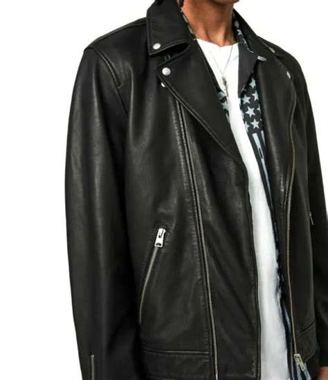 All Saints Mens Lomi Black Biker Sheeps Leather Xl Jacket P2p 22