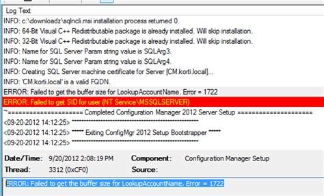 error failed to get sid for user nt service mssqlserver