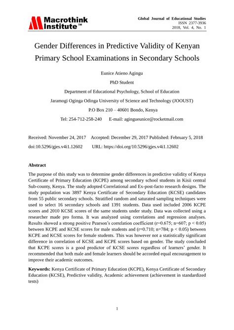 Pdf Gender Differences In Predictive Validity Of Kenyan Dokumen Tips
