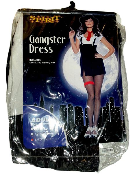 Gangster Girl Costume Cosplay Dress Tie Garter Hat Ladies L 12 14 New