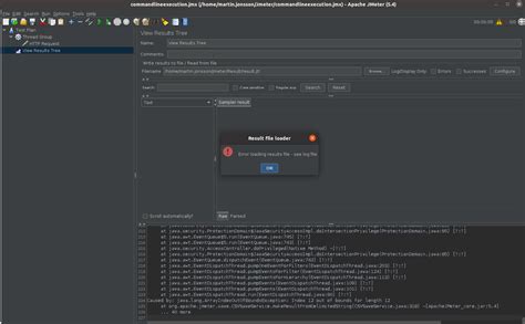 cannot open jtl jmeter result after running test in terminal stack