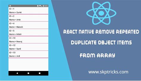 react native remove repeated duplicate object items from