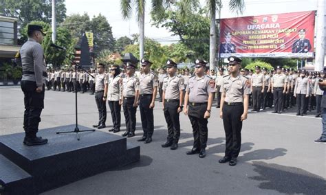 Polres Kediri Kota Gelar Upacara Laporan Kenaikan Pangkat Anggota Polri