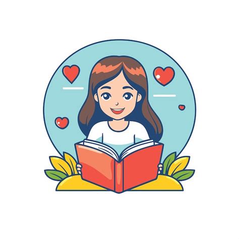 Une Jolie Fille Qui Lit Un Livre Dillustration Vectorielle Dans Le
