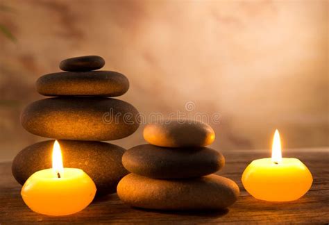 Massage Stones Cairn In A Wellness Holistic Spa Stock Image Image Of