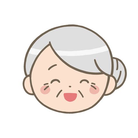 高齢女性の笑顔の表情のイラスト（顔のみ）🎨【フリー素材】｜看護roo [カンゴルー]