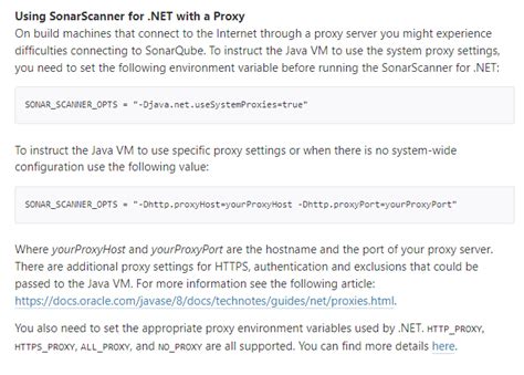 proxy setup for msbuild sonarscanner not sufficient · issue 1130